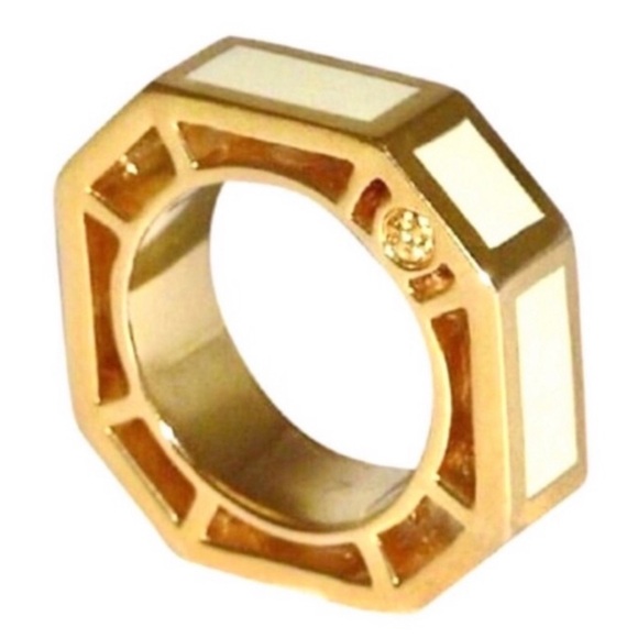Tory Burch | Jewelry | Tory Burch Gold Rylan Enamel Logo Ring | Poshmark
